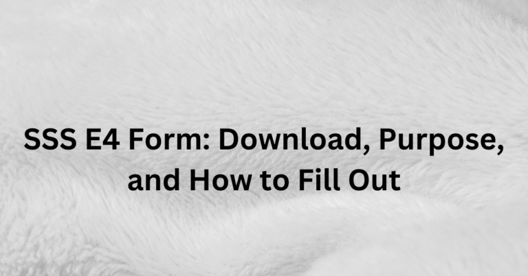 SSS E4 Form: Download, Purpose, and How to Fill Out - letme fulfil😀